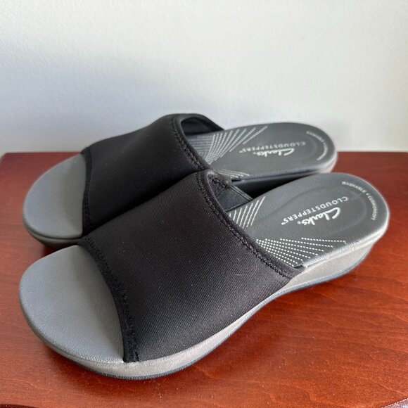 Clarks | Shoes | Clarks Womens Arla Nora Slide Sandal Black Textile 55m ...
